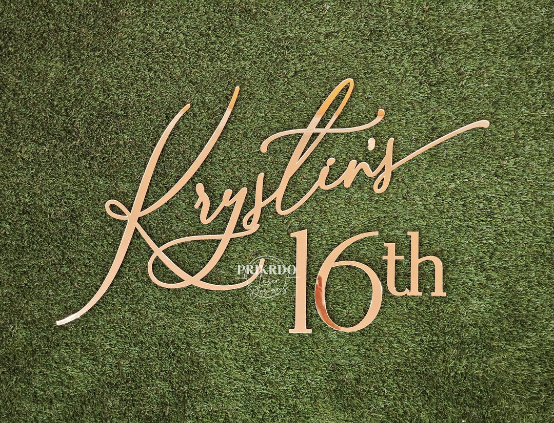 16th Birthday + NAME, Laser Cut Sign, Sweet Sixteen Backdrop Decoration ...