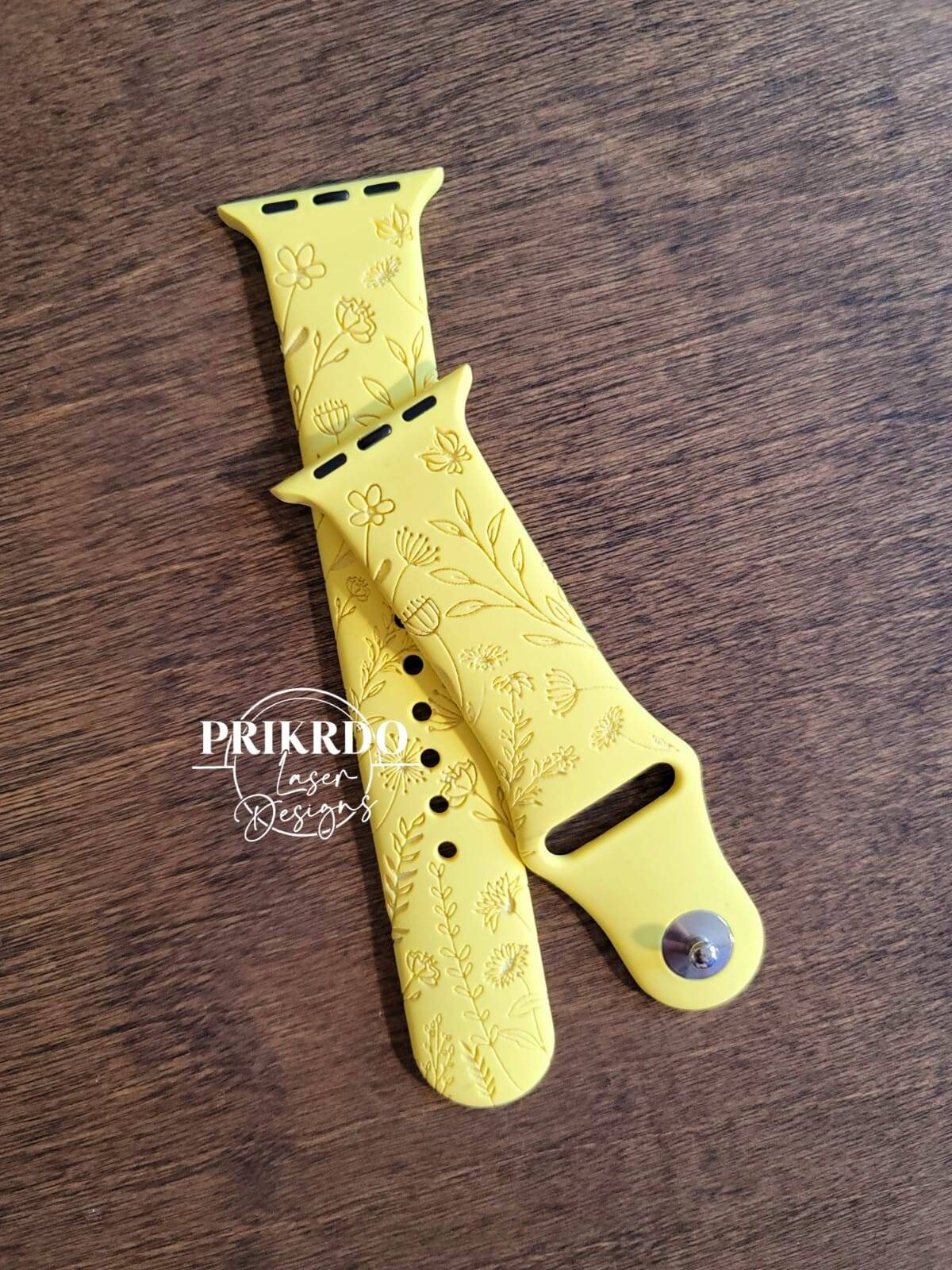 Wildflowers Engraved Watch Band Compatible for the | Etsy