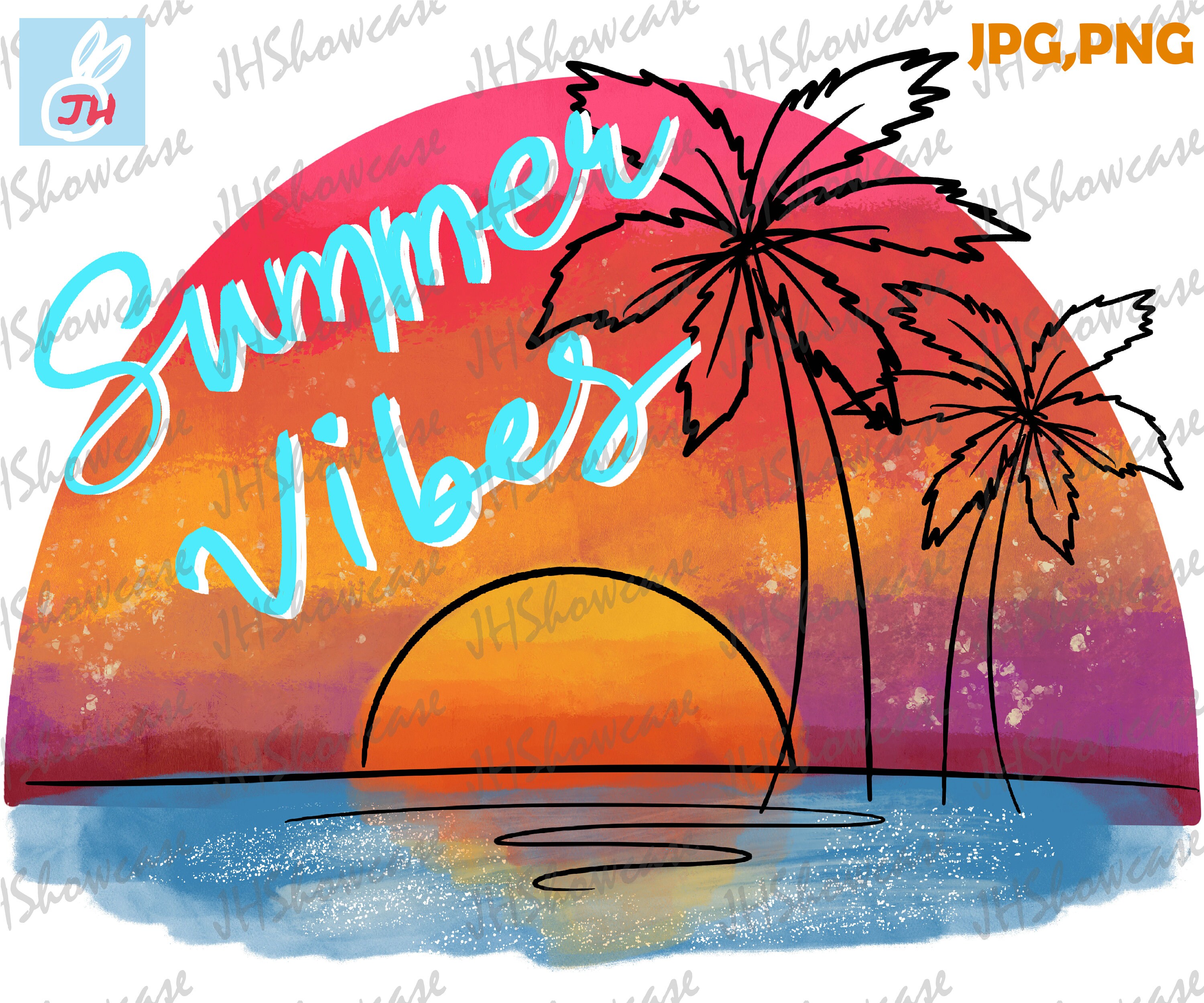Summer Vibes Png Beach Vibes Printable Palm Trees With - Etsy