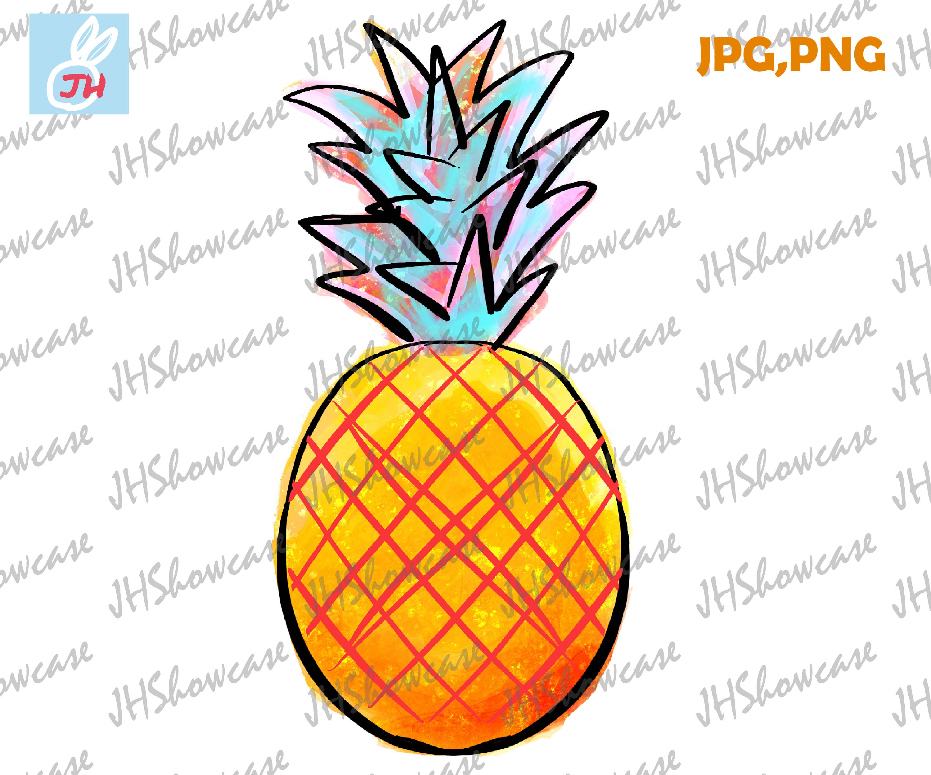 Ananas-png Sommer Ananas druckbare Ananas mit Aquarell Design Hand ...