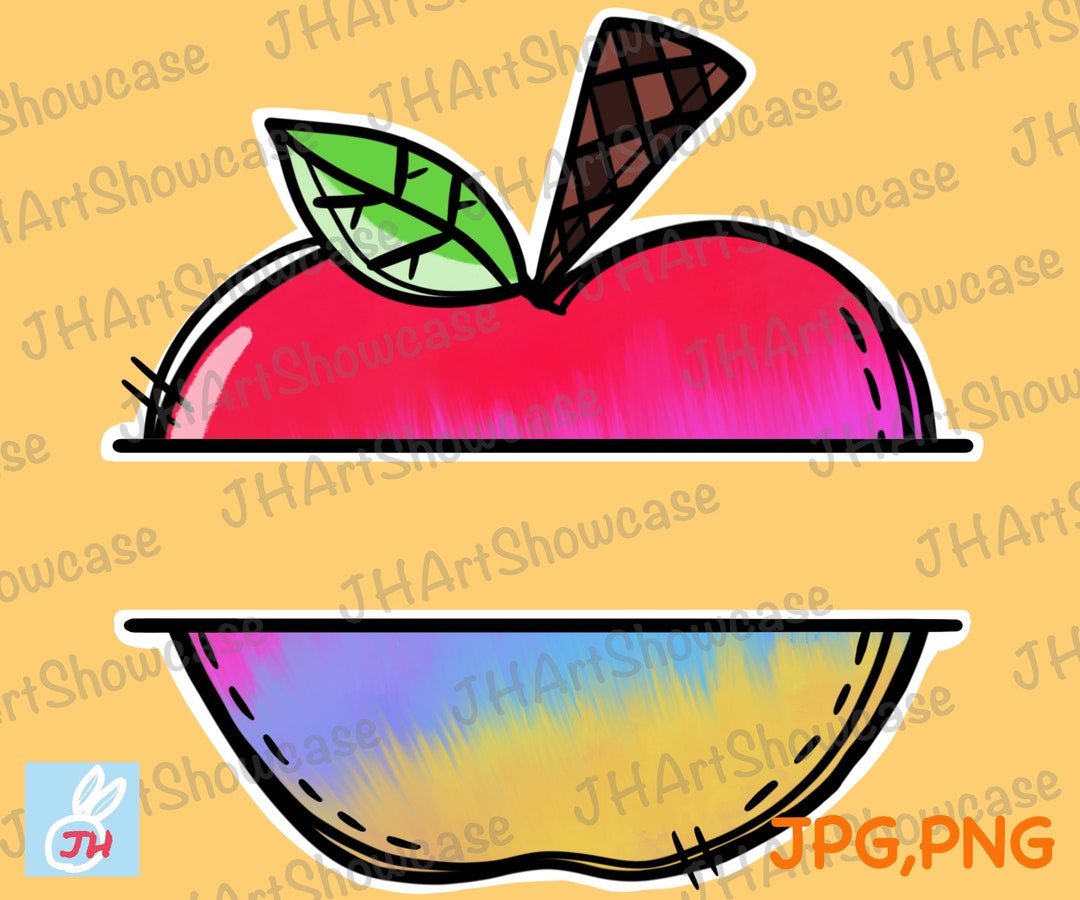 Apple Name Frame Png | Apple With Rainbow Design | Teacher Life for ...