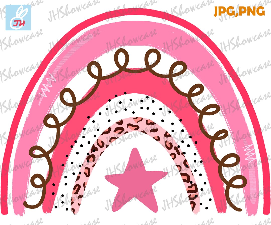 Leopard Star Rainbow Png | Pink Rainbow Printable | Cute Rainbow With ...