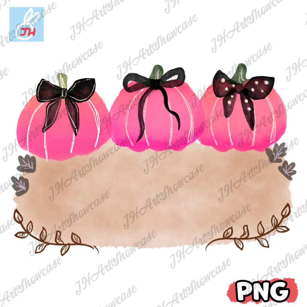 Fall Pumpkins | Pink Pumpkins Png | Pumpkin With Bow Design | Pink ...