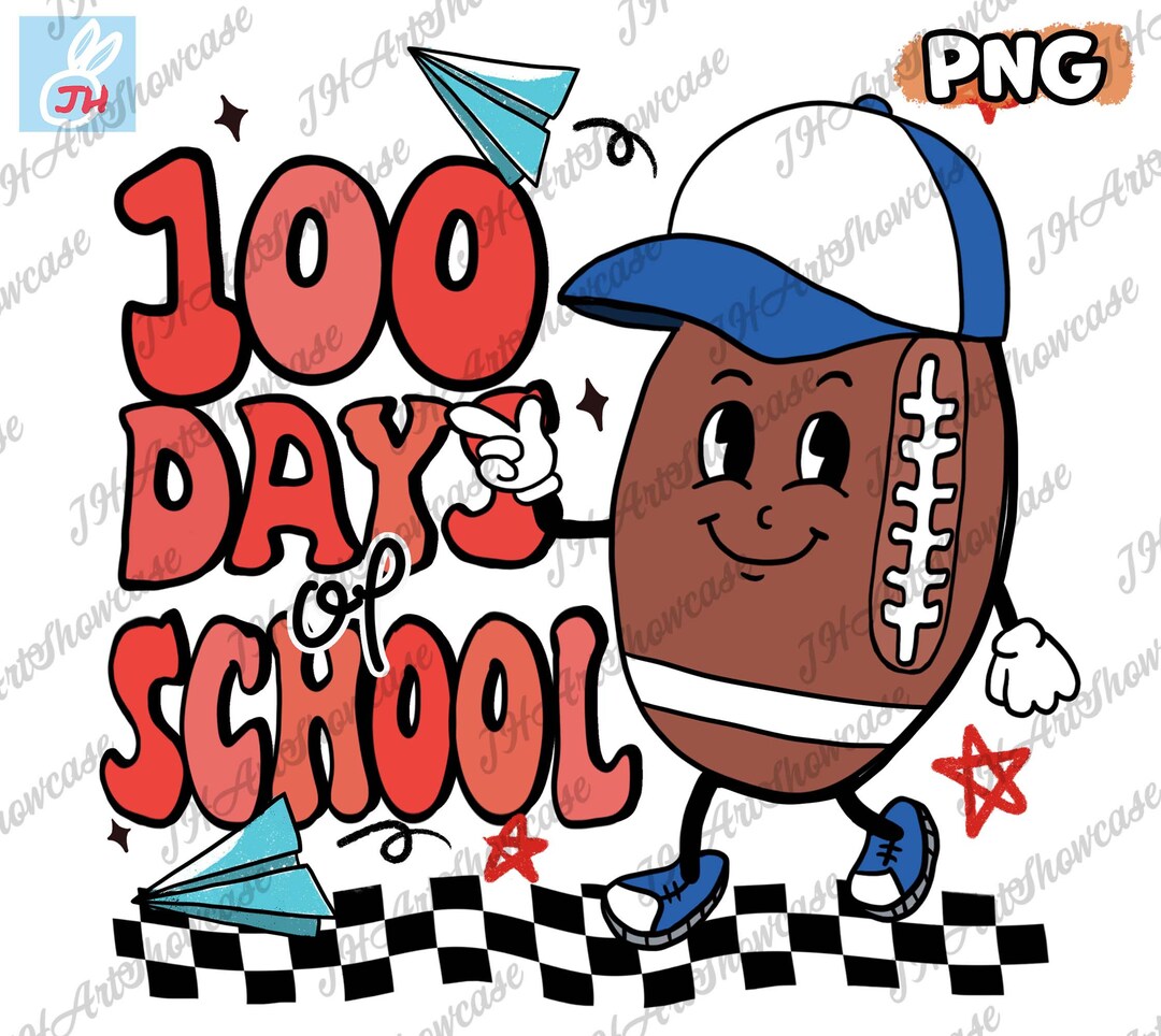 100 Days of School Png | 100 Days of School Design | Football Png ...