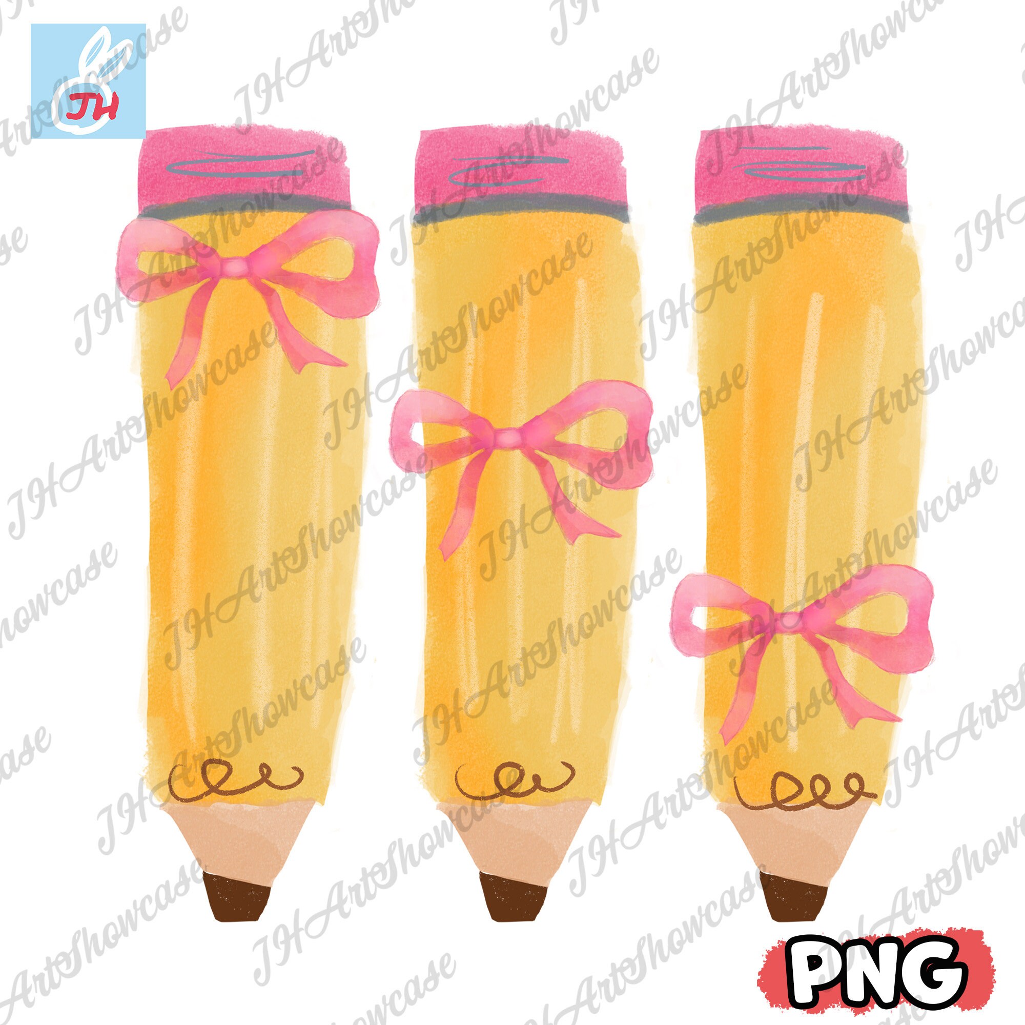 Back to School Png Watercolor Design Pencil Bow With Watercolor Clipart ...
