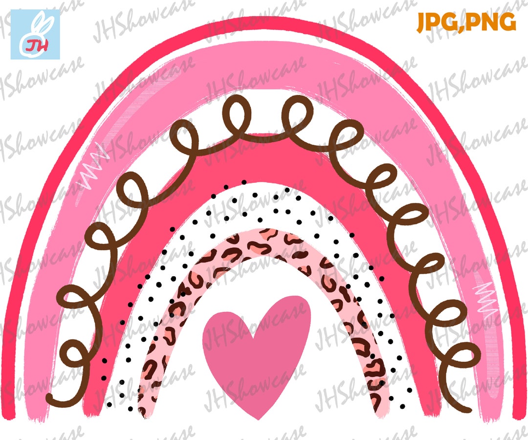 Leopard Heart Rainbow Png Pink Rainbow Printable Cute Rainbow With ...