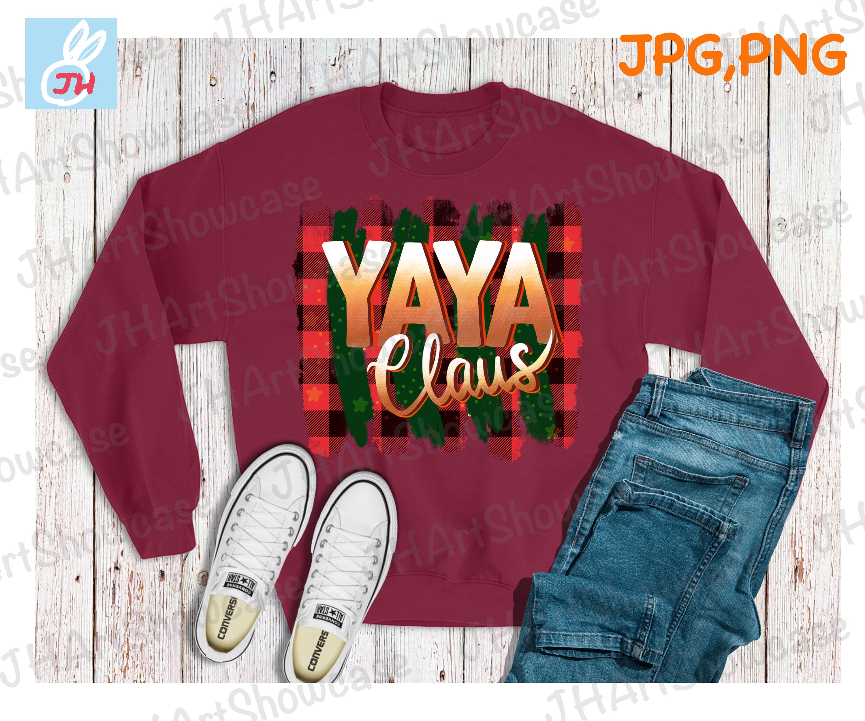 Yaya Claus Png Christmas Yaya Png Yaya Claus With Buffalo - Etsy