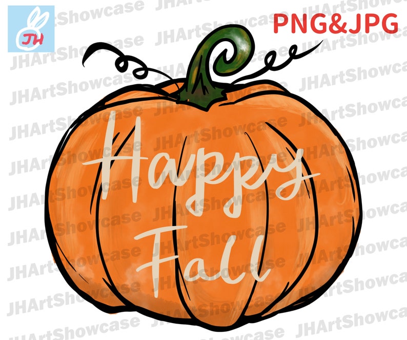 Happy Fall Png Pumpkin With Watercolor Design Fall for - Etsy