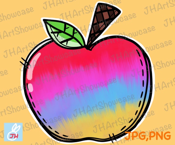 Teach Apple Png Apple With Rainbow Design Teacher Life for - Etsy