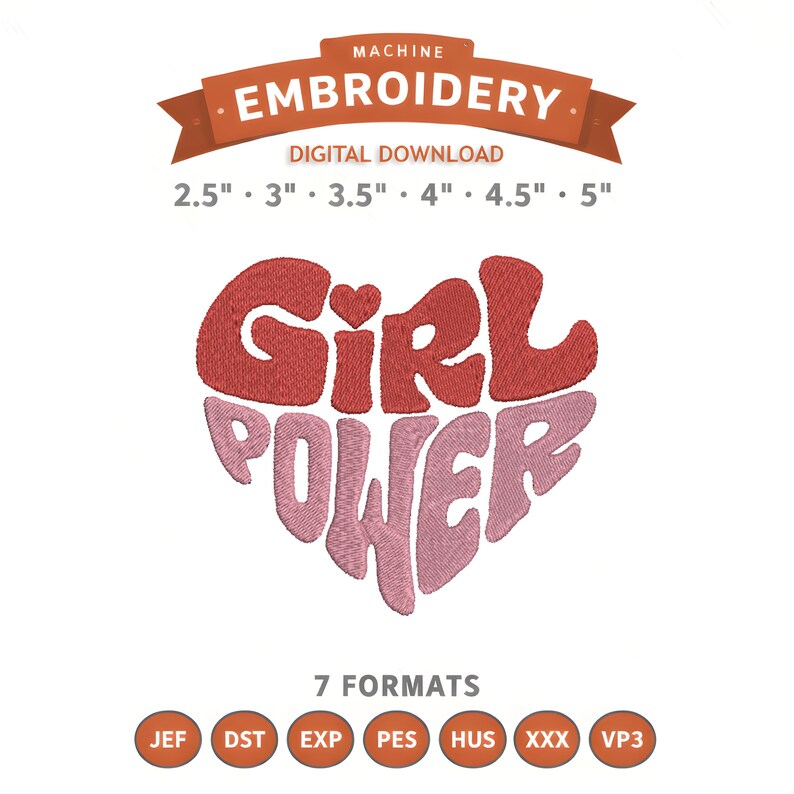 Girl Power Embroidery Design File | Digital Download | 6 Sizes & 7 ...