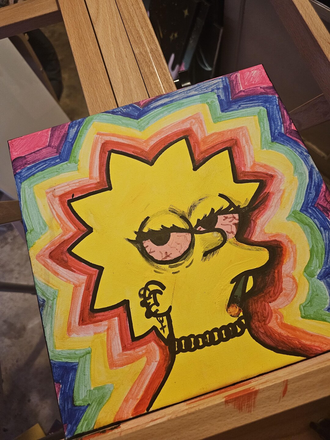 12"x12" Stoner Lisa Simpson Acrylic Painting Wall Art - Etsy