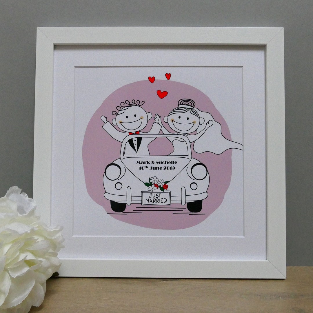 Personalised Framed Wedding Car Print - Etsy