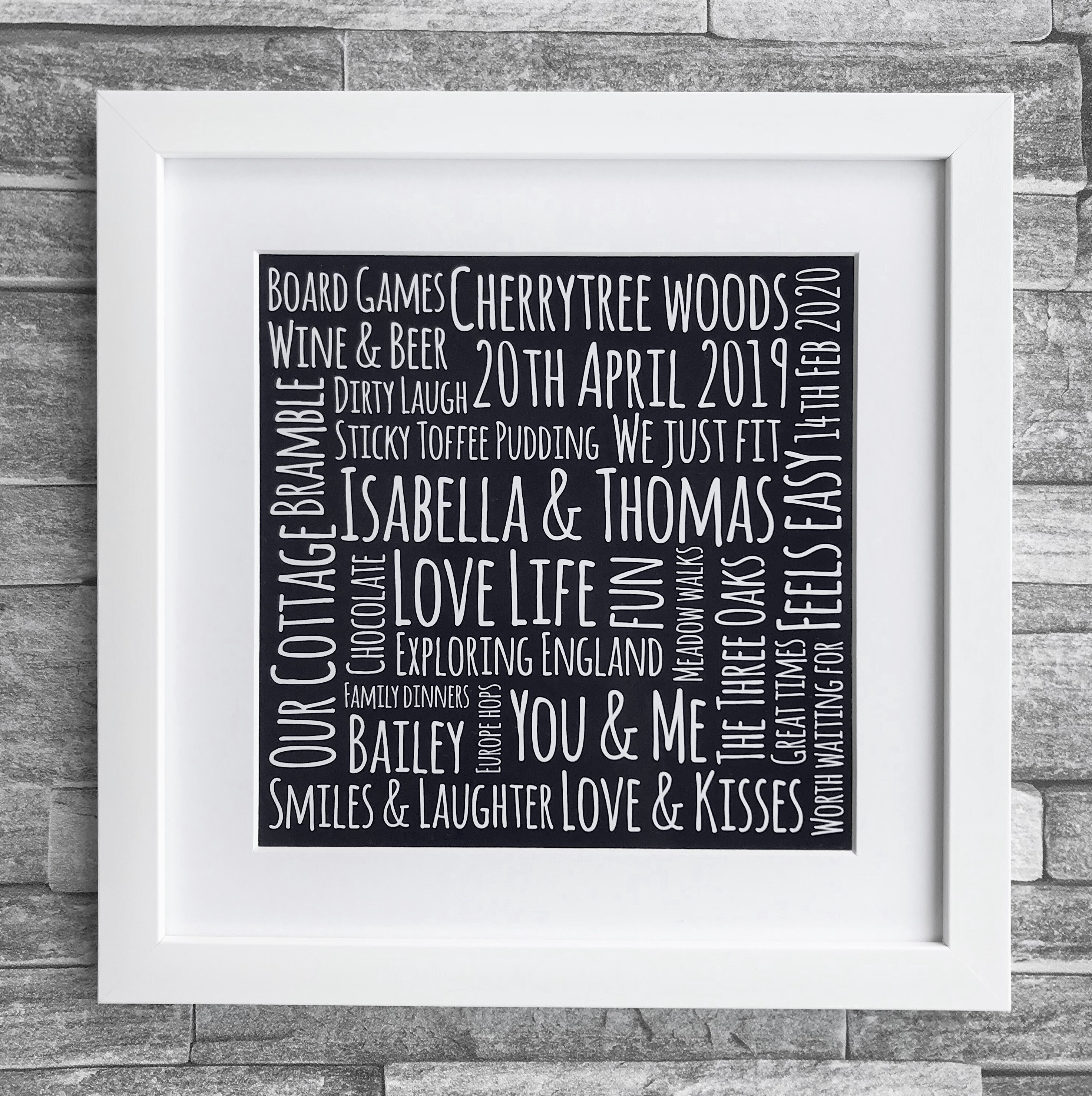 Framed Printed Square Personalised Word Art - Etsy UK
