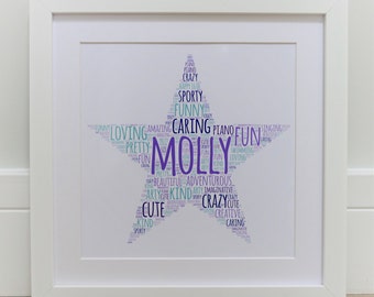 Framed Printed Square Personalised Word Art - Etsy UK