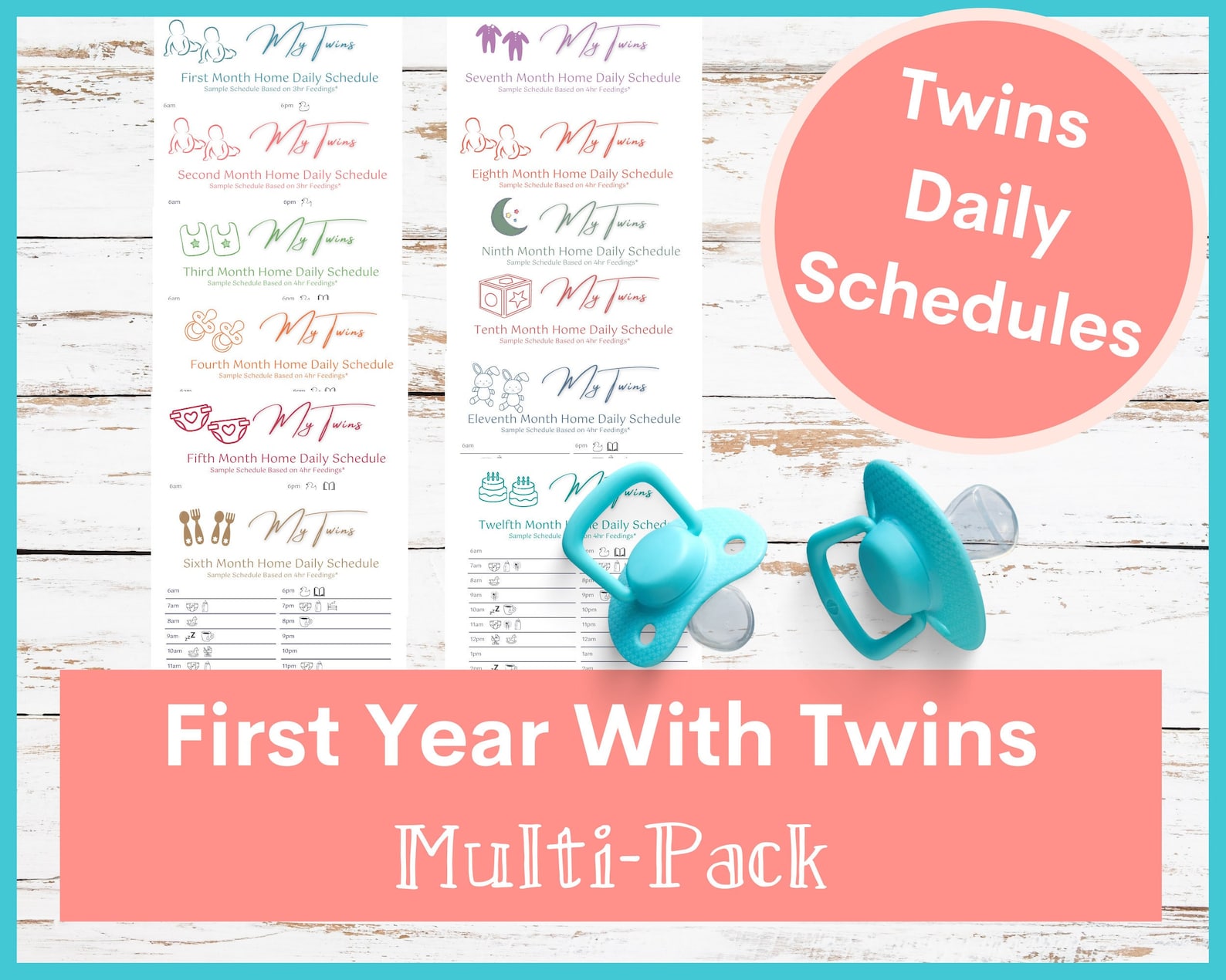 Twins Schedule: the First Year With Twins Monthly Schedules - Etsy