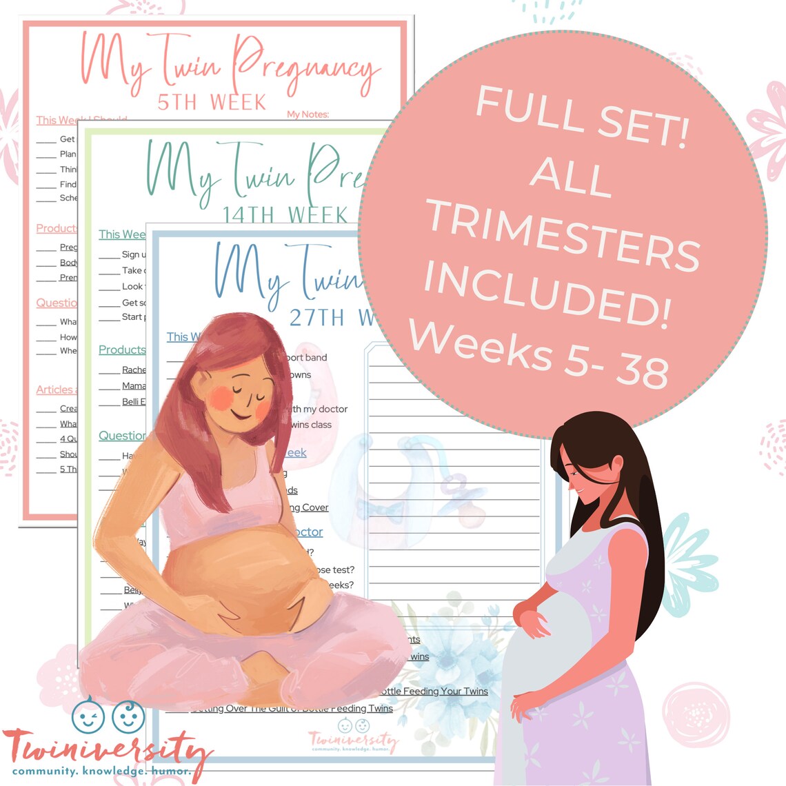 FULL Twin Pregnancy Week-by Week Checklist Bundle, Twin Pregnant ...
