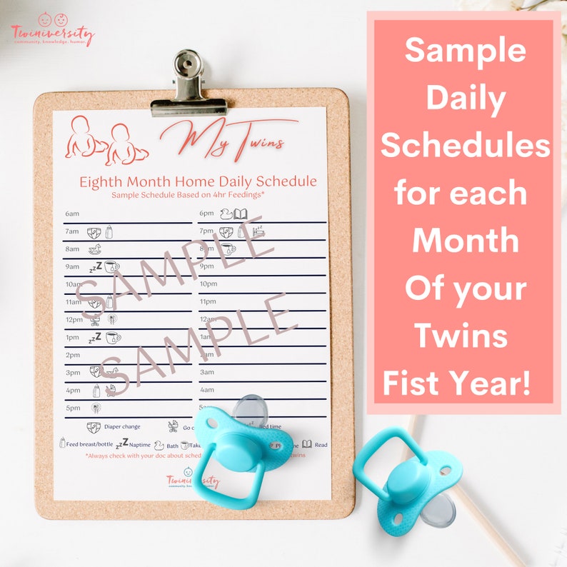 Twins Schedule: the First Year With Twins Monthly Schedules - Etsy