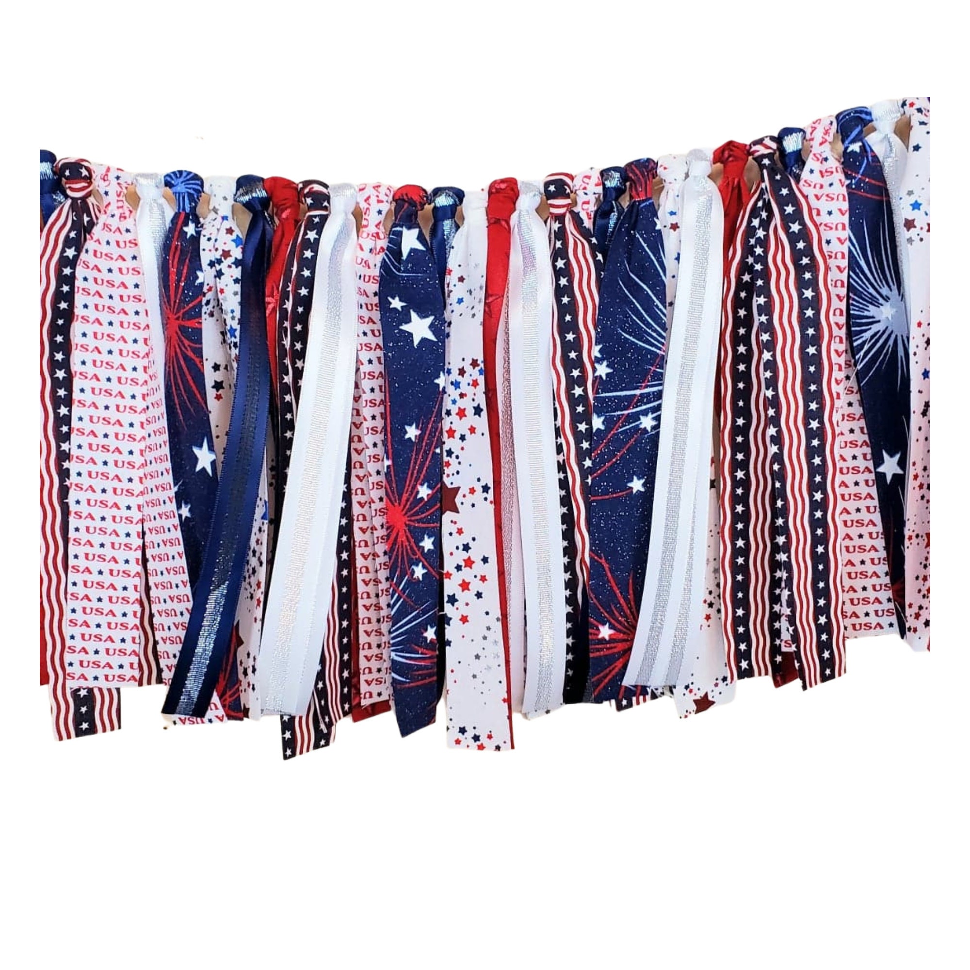 Patriotic Fabric Garland Fourth Of July Mantel Banner Picture