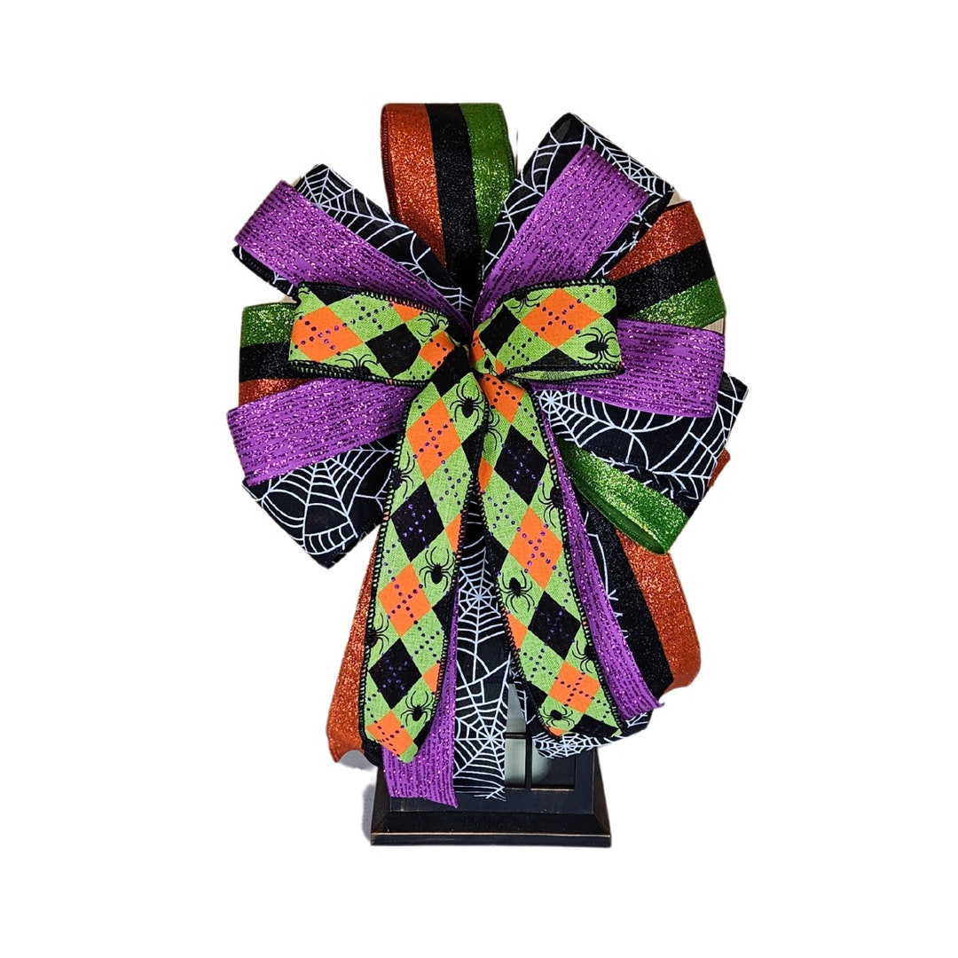 Spider Glitter Bow, Halloween Spider Bow, Glitter Bow for Garland ...