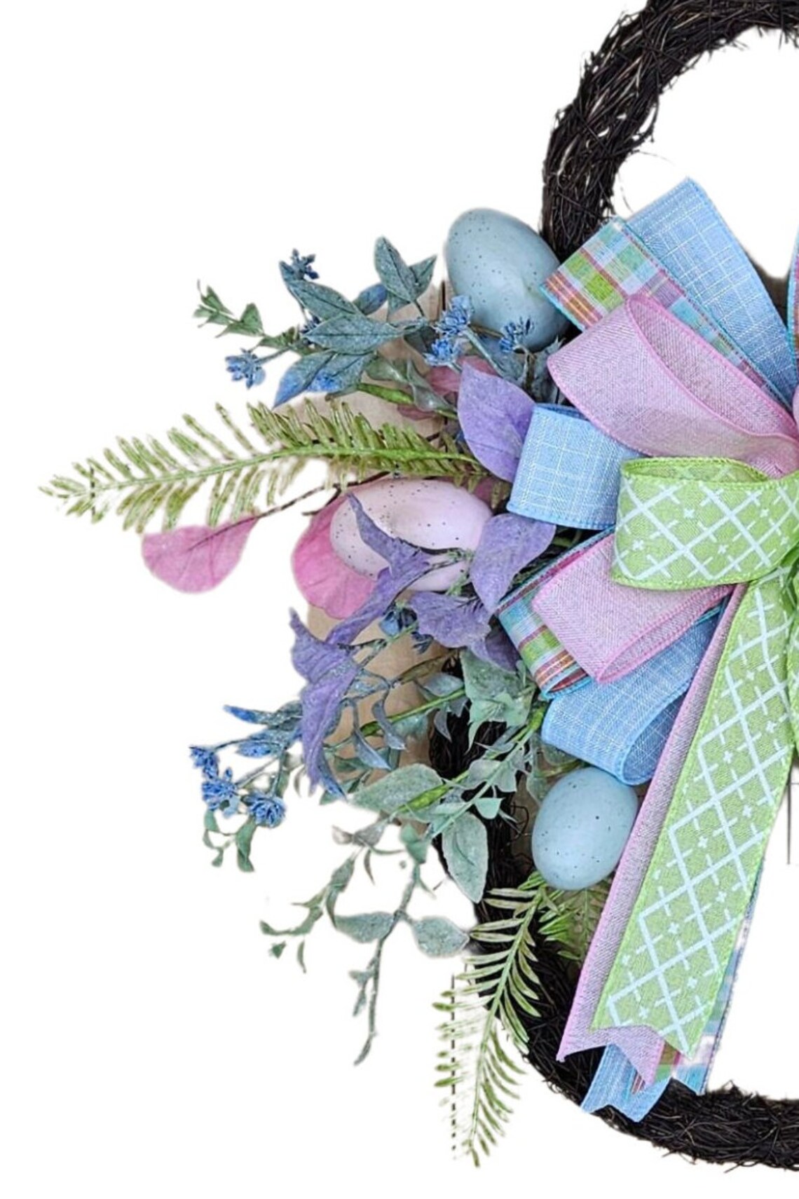 Pastel Bunny Wreath, Faux Twig Rabbit Wreath, Easter Bunny Front Door ...