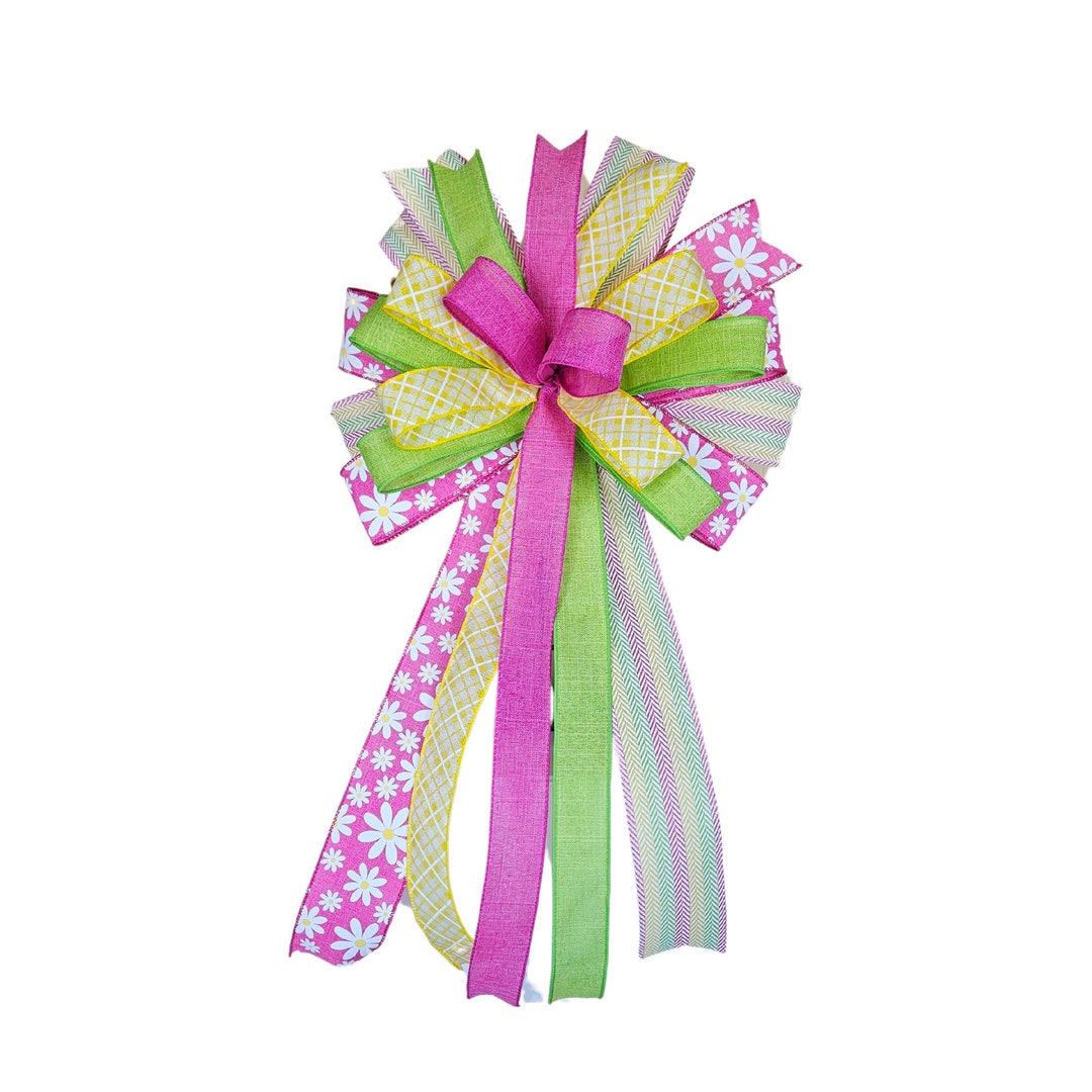 Daisy Spring Bow, Daisy Lantern Bow, Spring Bows With Daisies, Spring ...