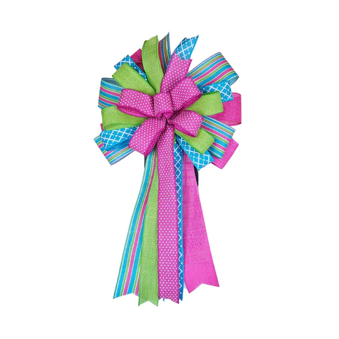 Large Summer Bow, Bright Mailbox Bow, Summer Bow for Front Door, Large ...