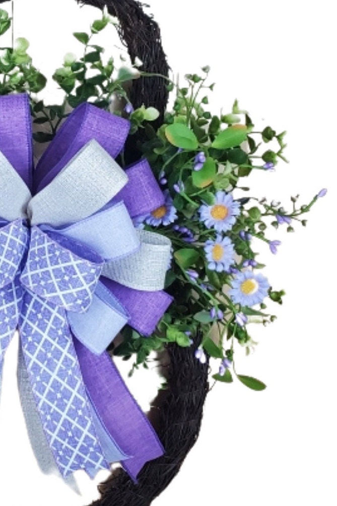 Purple Bunny Wreath, Faux Twig Rabbit Wreath, Easter Bunny Door Hanger ...