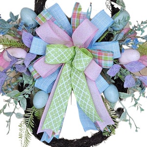 Pastel Bunny Wreath, Faux Twig Rabbit Wreath, Easter Bunny Front Door ...