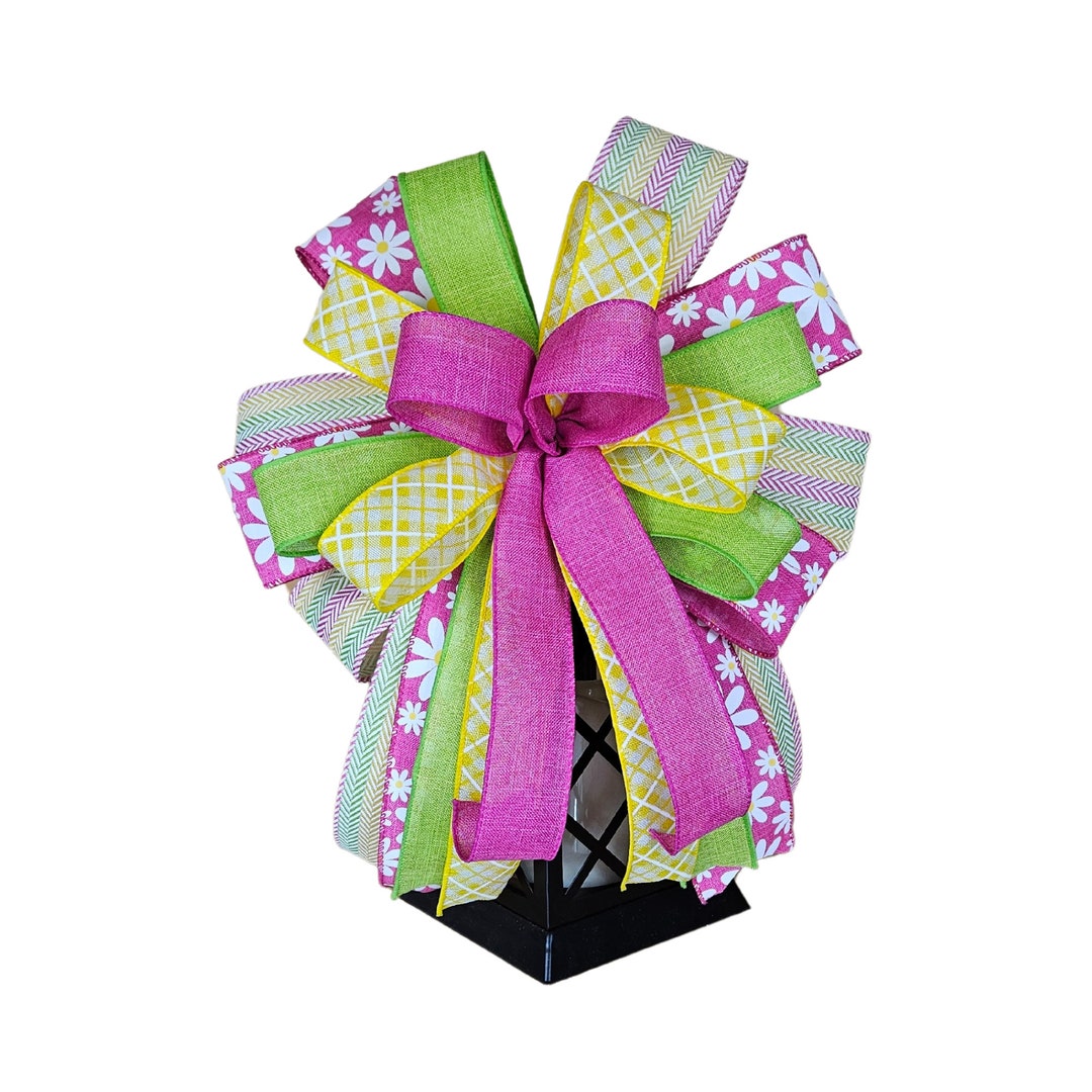 Daisy Spring Bow, Daisy Lantern Bow, Spring Bows With Daisies, Spring ...
