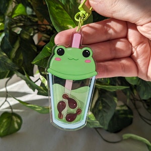 Frog Lover Tadpole Boba | Cute Furry Double Sided Acrylic Shaker Charm ...