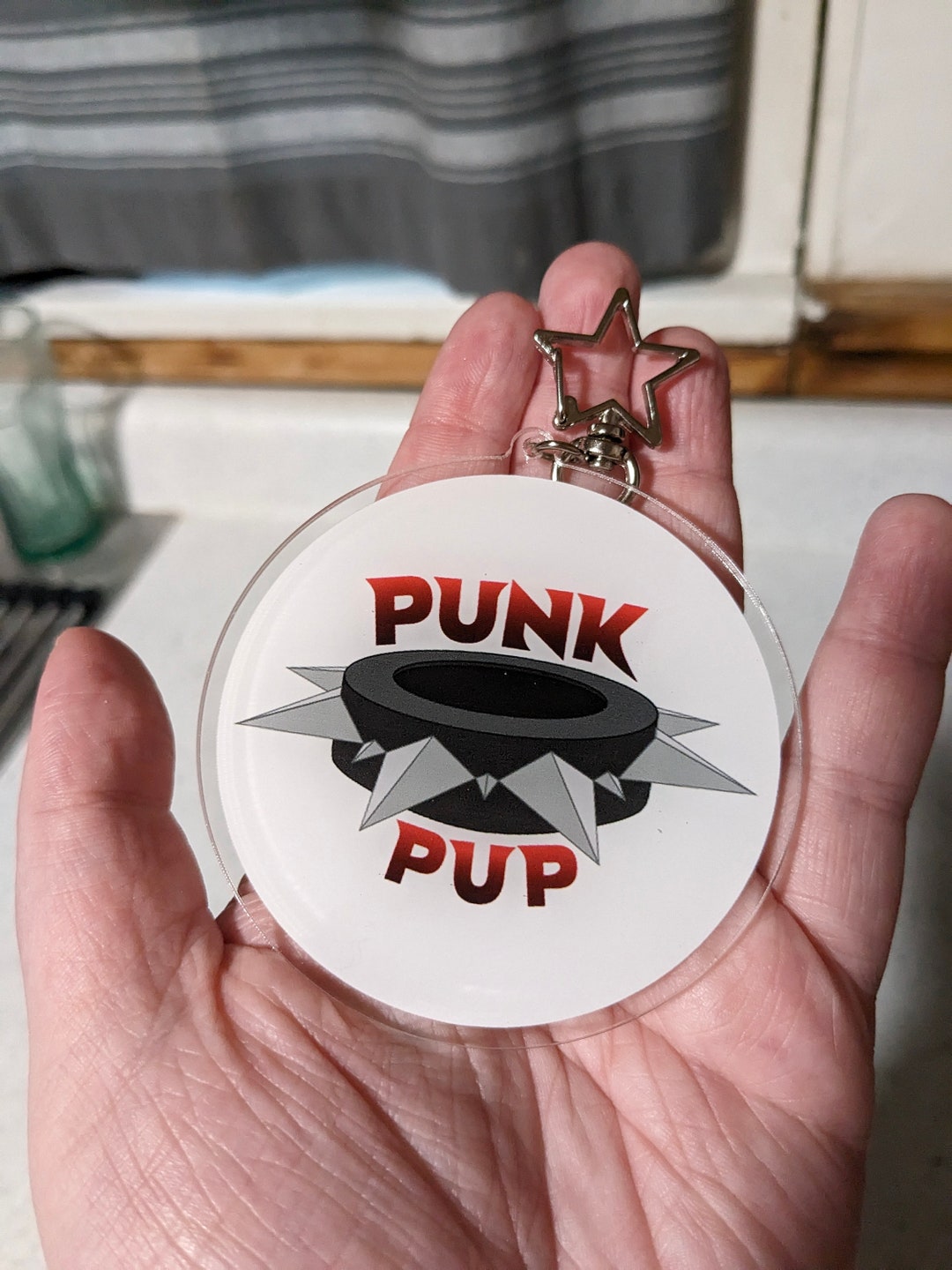 Punk Pup Acrylic Charm: Spiked Collar Keychain - 3 Inch - Etsy