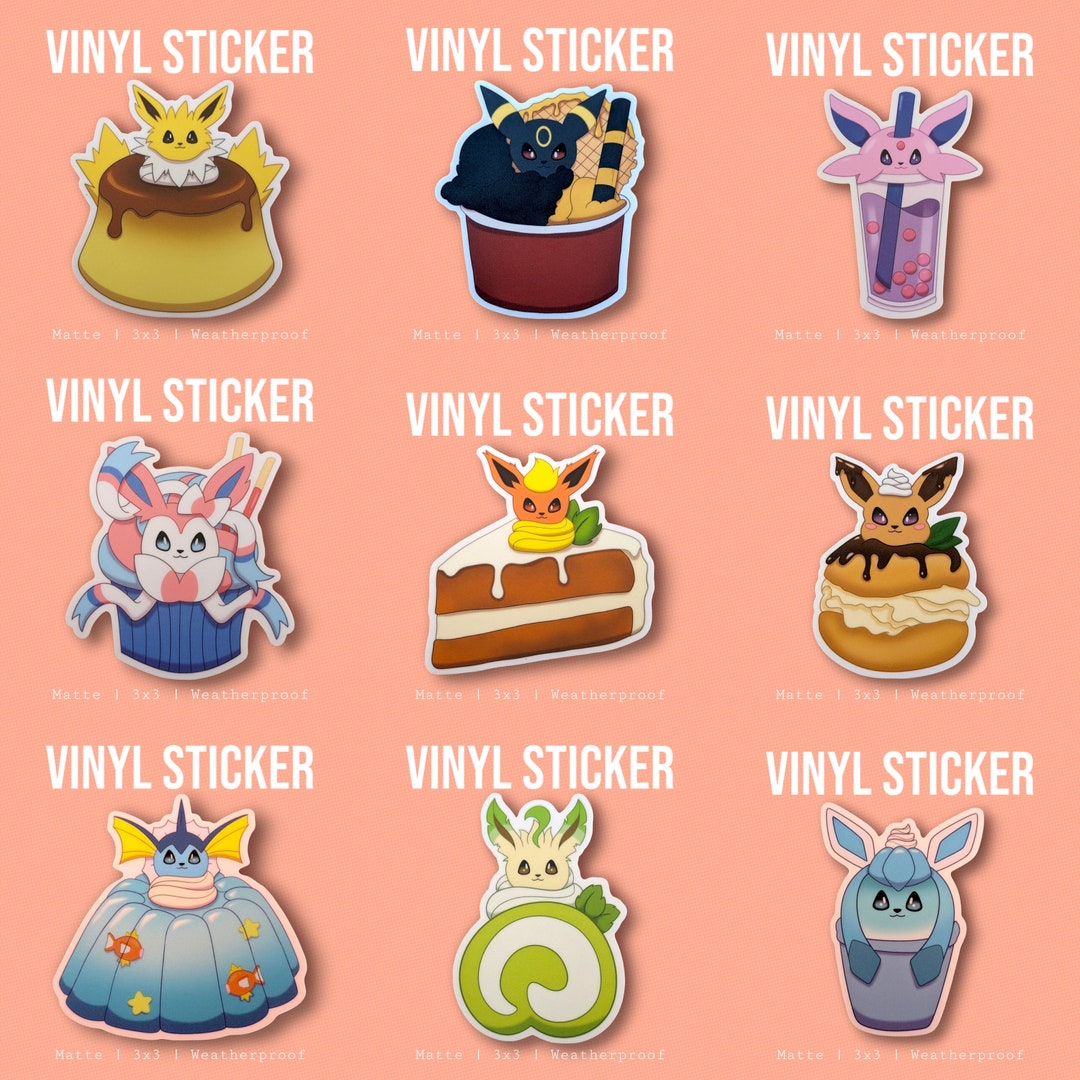 Eeveelutions Cute Chibi Dessert 3 Inches Cute Decal Stickers - Etsy