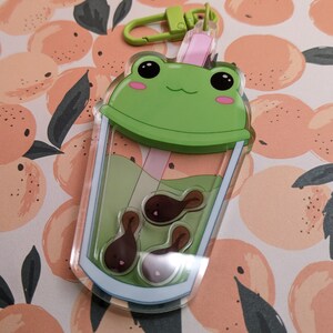 Frog Lover Tadpole Boba | Cute Furry Double Sided Acrylic Shaker Charm ...