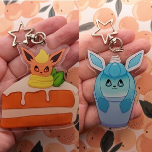 Eeveelutions Cute Chibi Dessert Acrylic Charms 3 Inches pokemon Vaporeon Flareon Jolteon Espeon ...