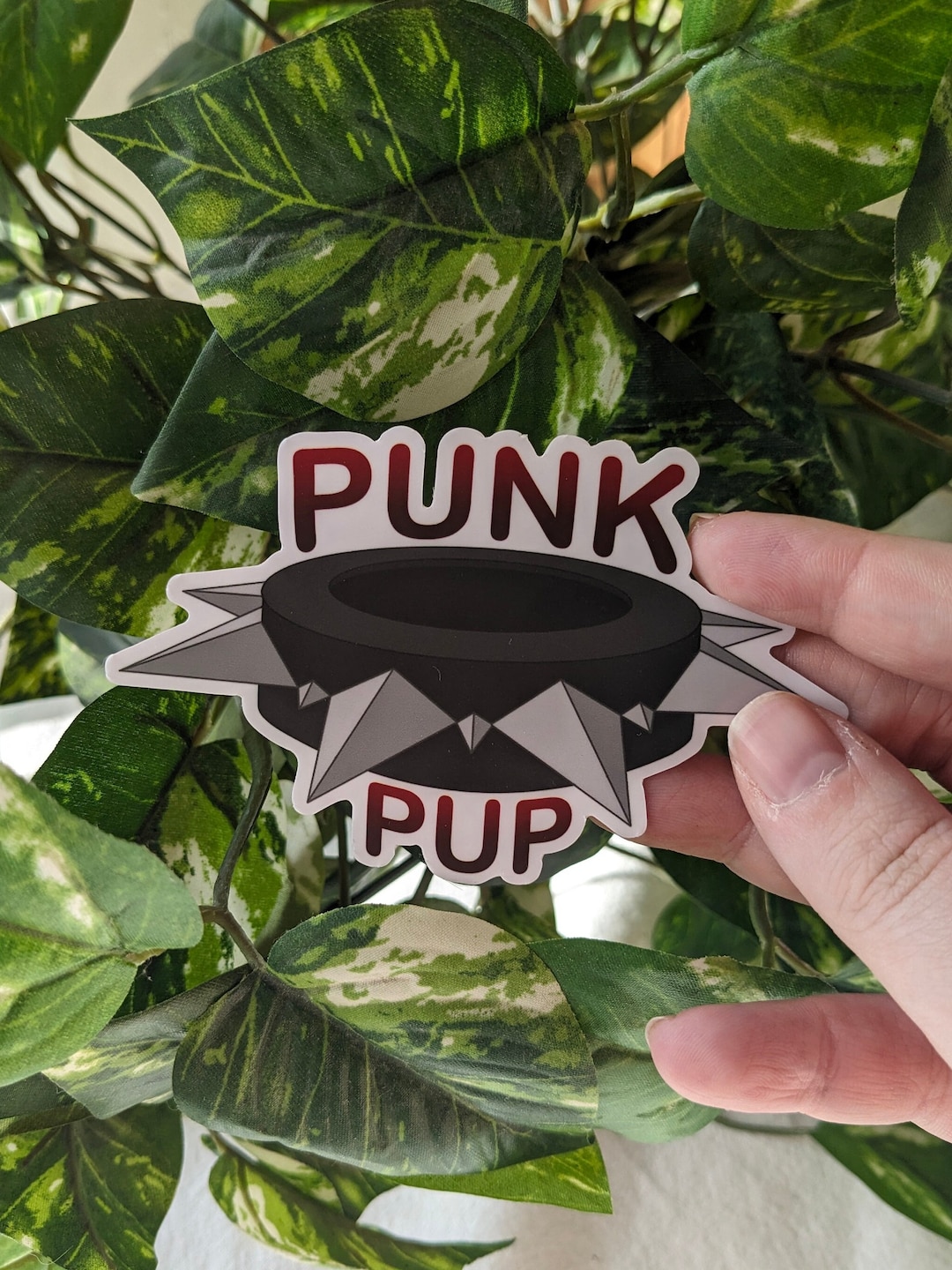 Punk Pup Vinyl Sticker - Spiked Collar Decal - 3 Inch - Etsy