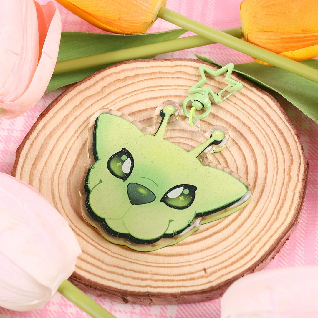 Gnarpgnarp Alien Cat Acrylic Charm | Glitter Epoxy 3 Inch - Etsy