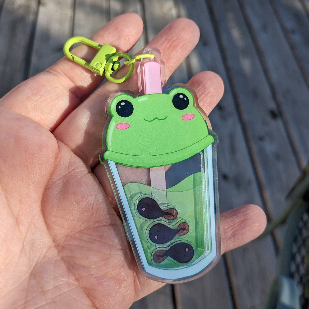 Frog Lover Tadpole Boba | Cute Furry Double Sided Acrylic Shaker Charm ...