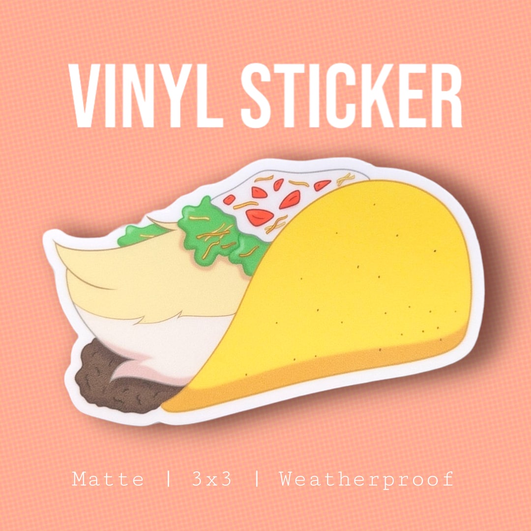 Tail Taco Furry Vinyl Sticker 3 Inch Cute Decal Sticker - Etsy