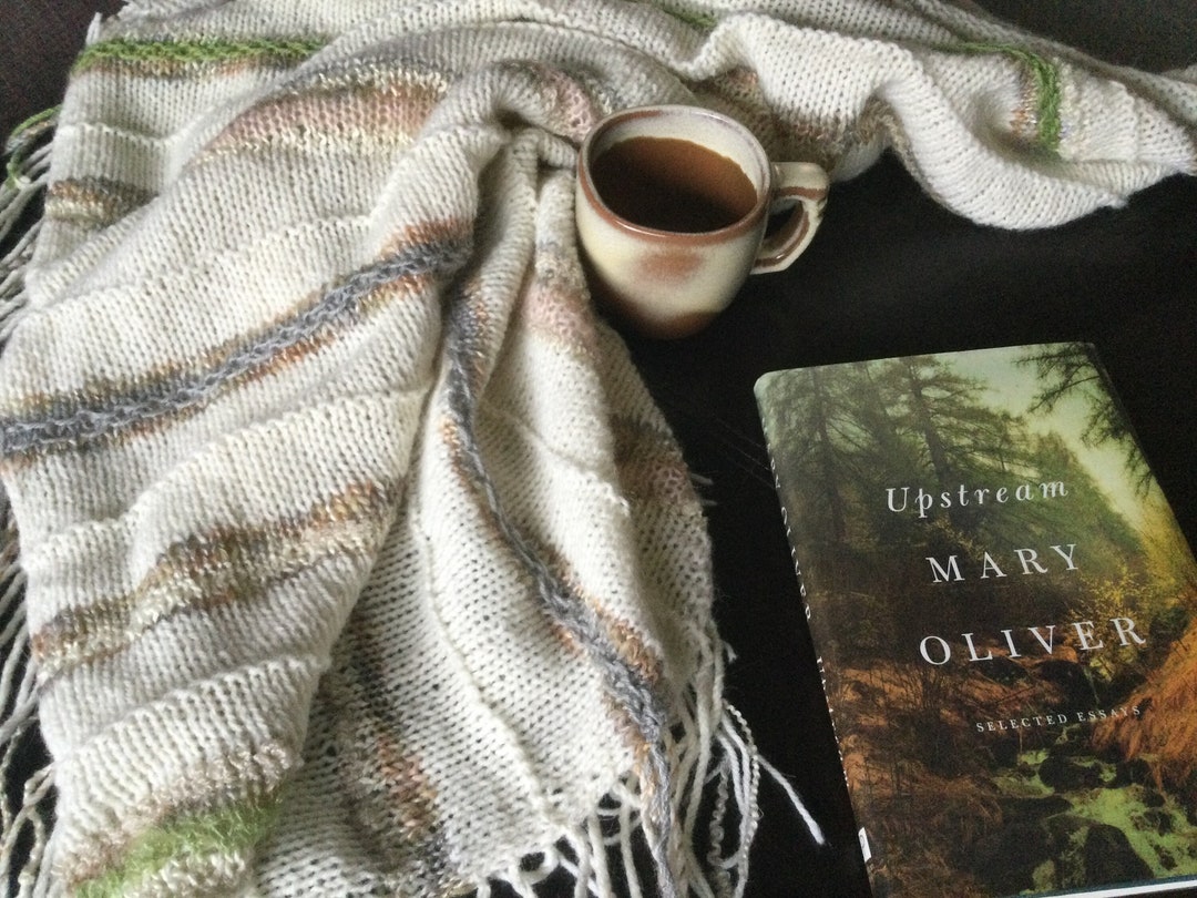 Hand Knit Prayer Shawl in Alpaca and Wool Blends Mohair Cream and Pale ...