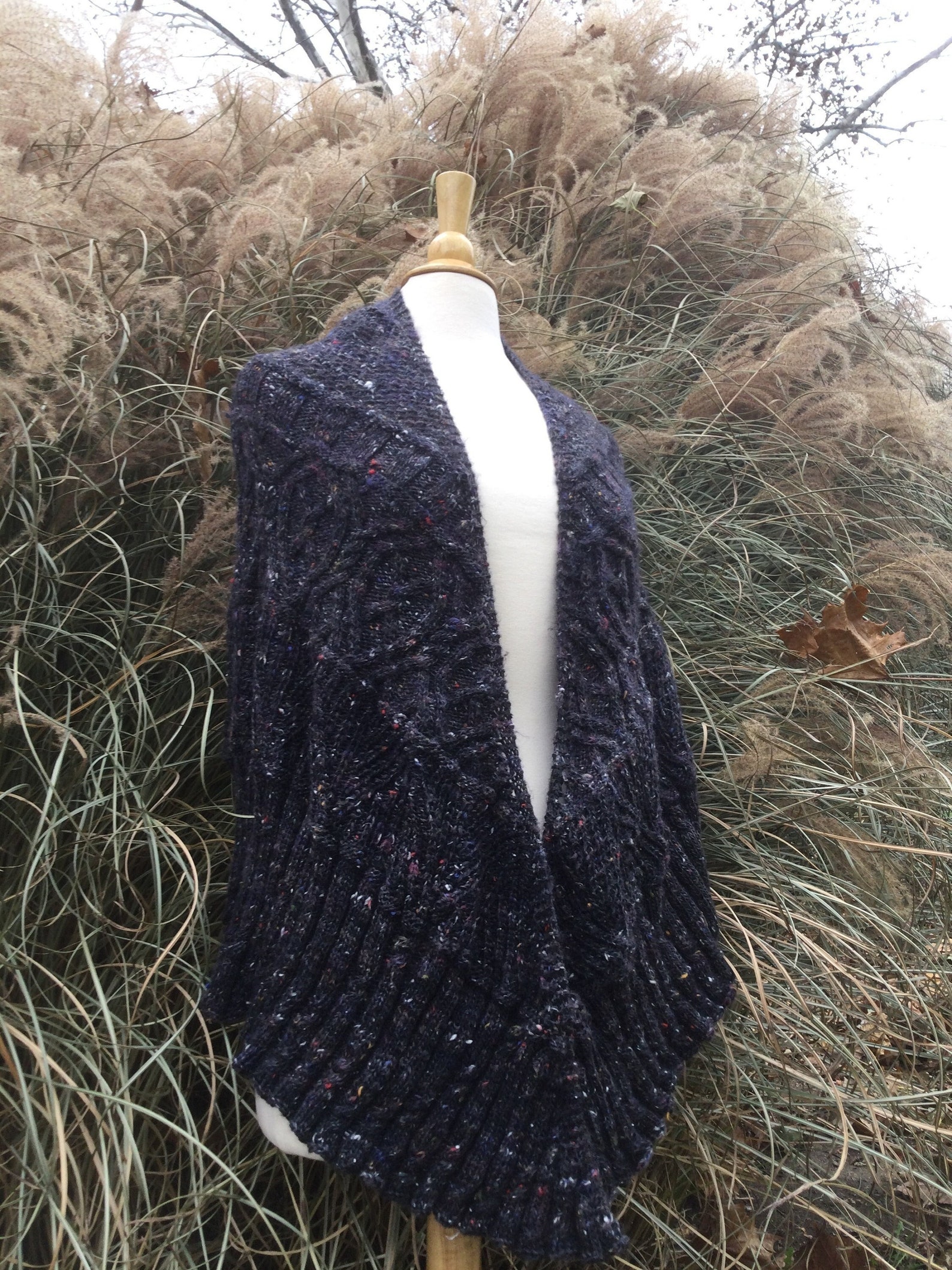 The Crow: Wool and Silk Hand Knit Shawl/cape Large Black - Etsy