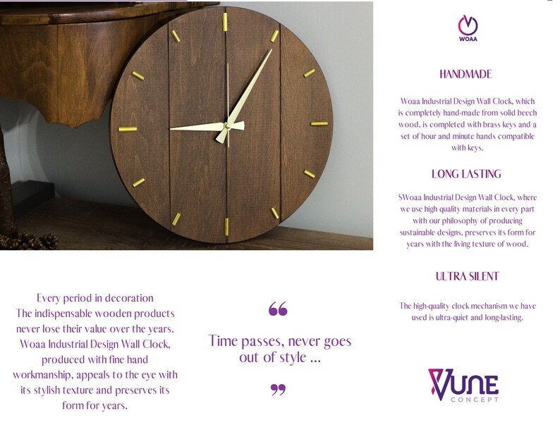 Handcrafted Wooden Wall Clock, Artisan-crafted Home Decor, Timeless ...