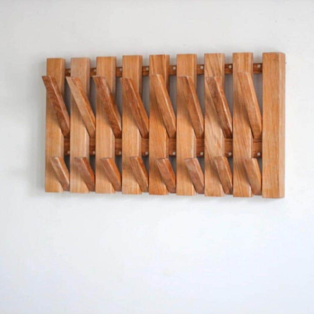 Wooden Wall-mounted Coat Rack, Modern Handmade Entryway Organizer ...