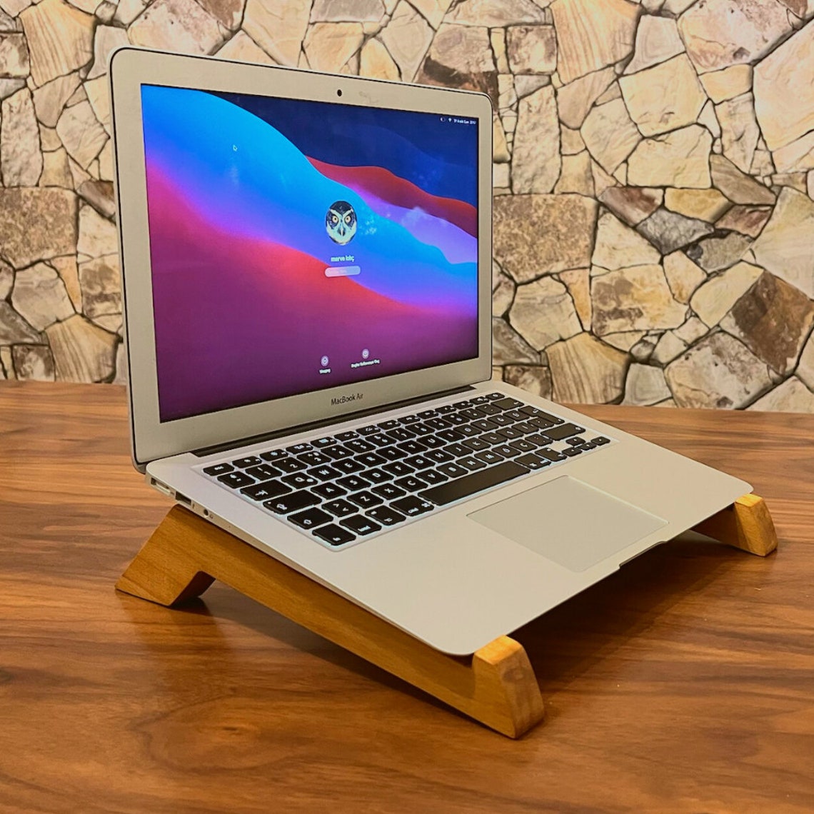 Wooden Laptop Stand Desk Organizer MacBook Stand Work From Home Gift ...