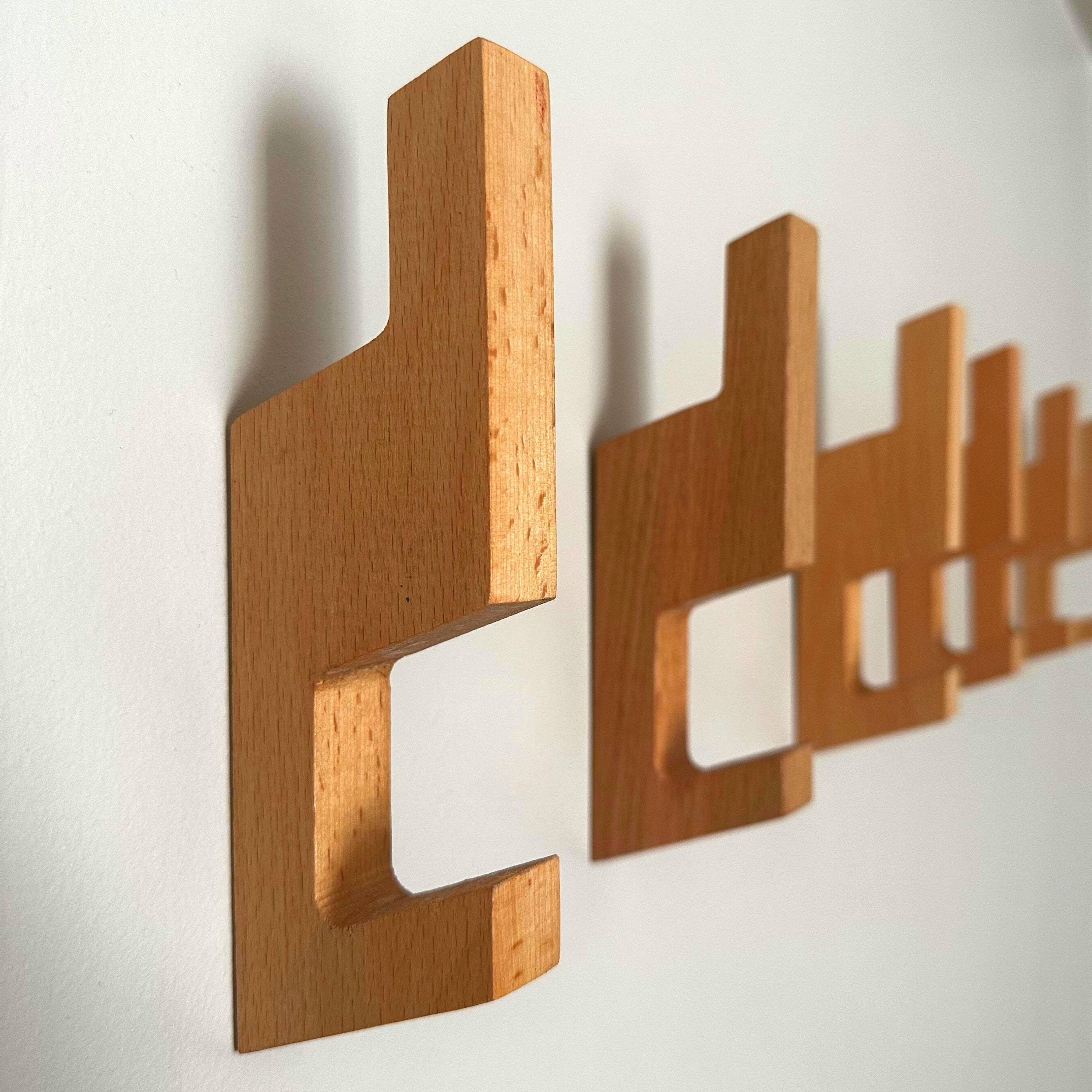 Handmade Minimalist Wall Hanger Natural Wood Necklace Rack Wall Decor ...