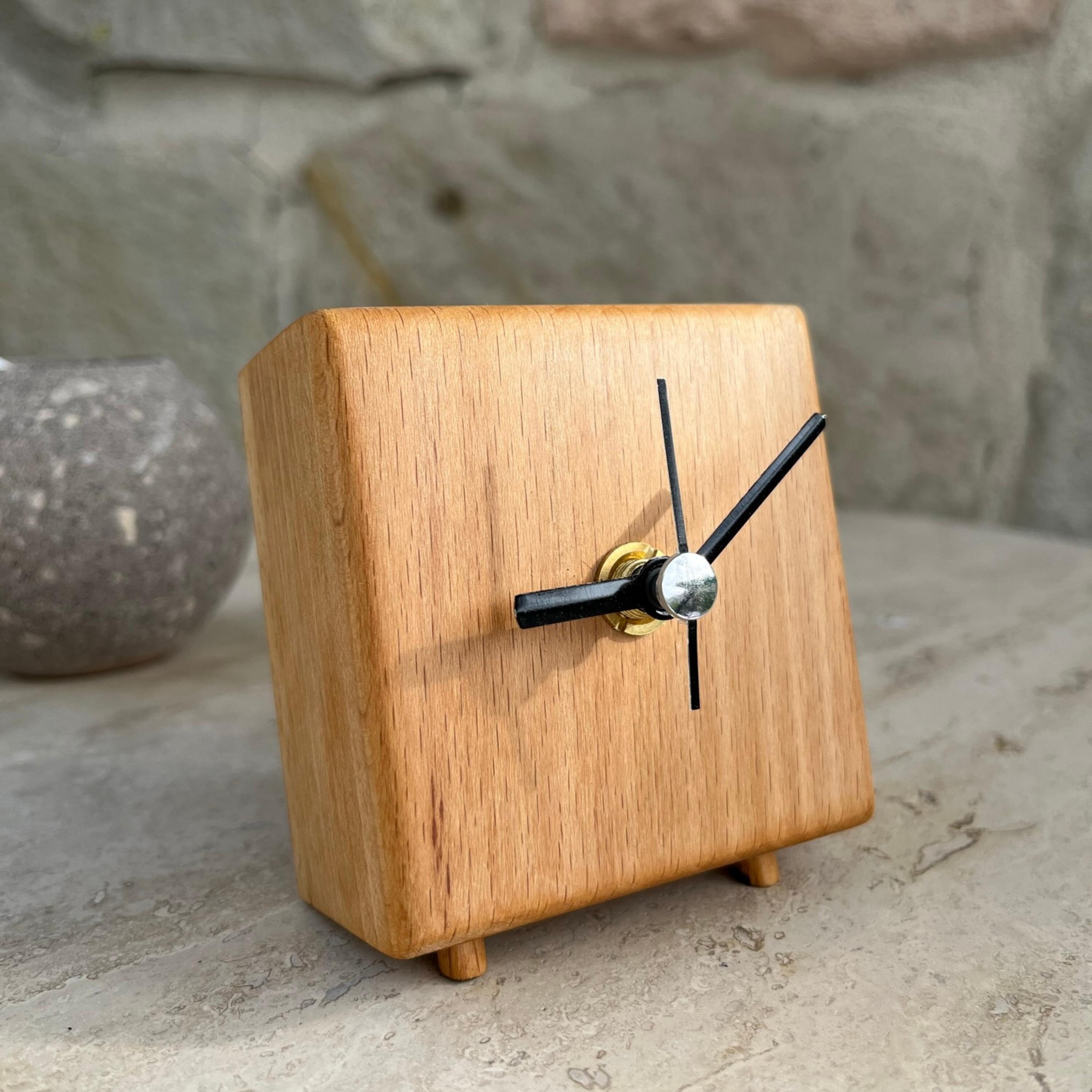 Handmade Natural Wood Color Tabletop Clock, Ultra Quiet Clock for Desk ...