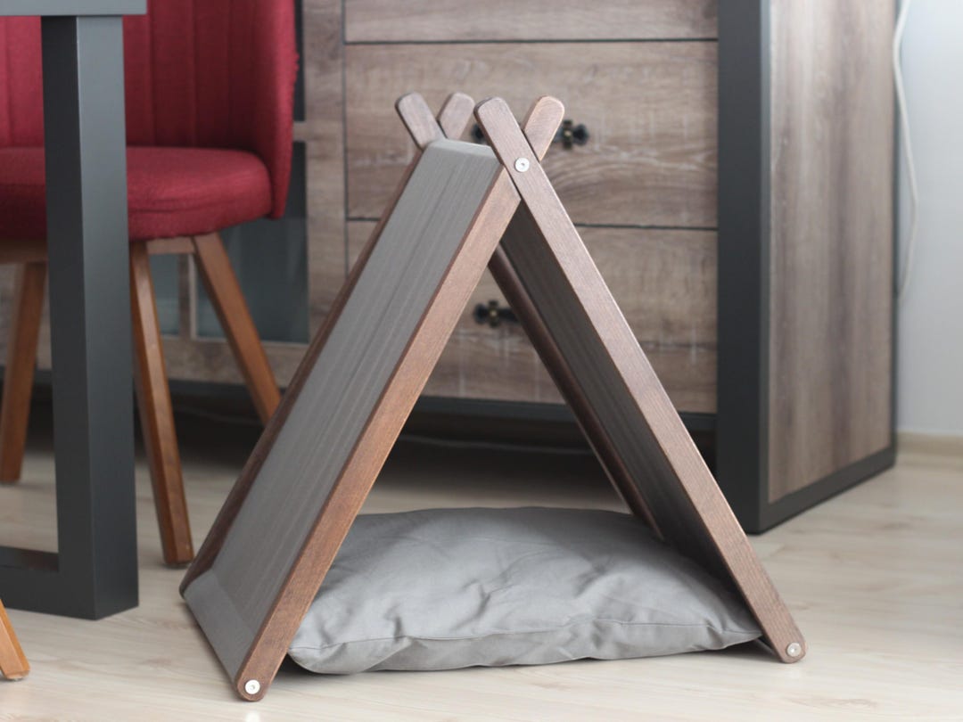 Handmade Triangle Pet House for Stylish Pets, Gray Modern Design Cat ...