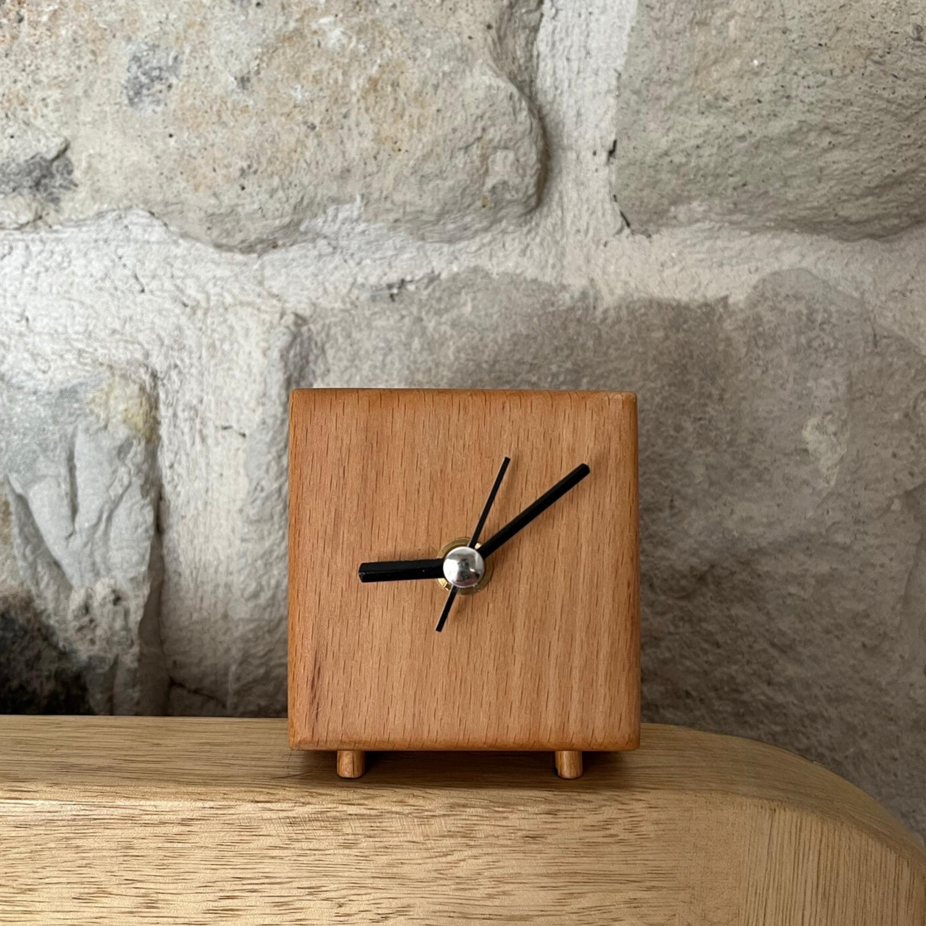 Handmade Natural Wood Color Tabletop Clock, Ultra Quiet Clock for Desk ...
