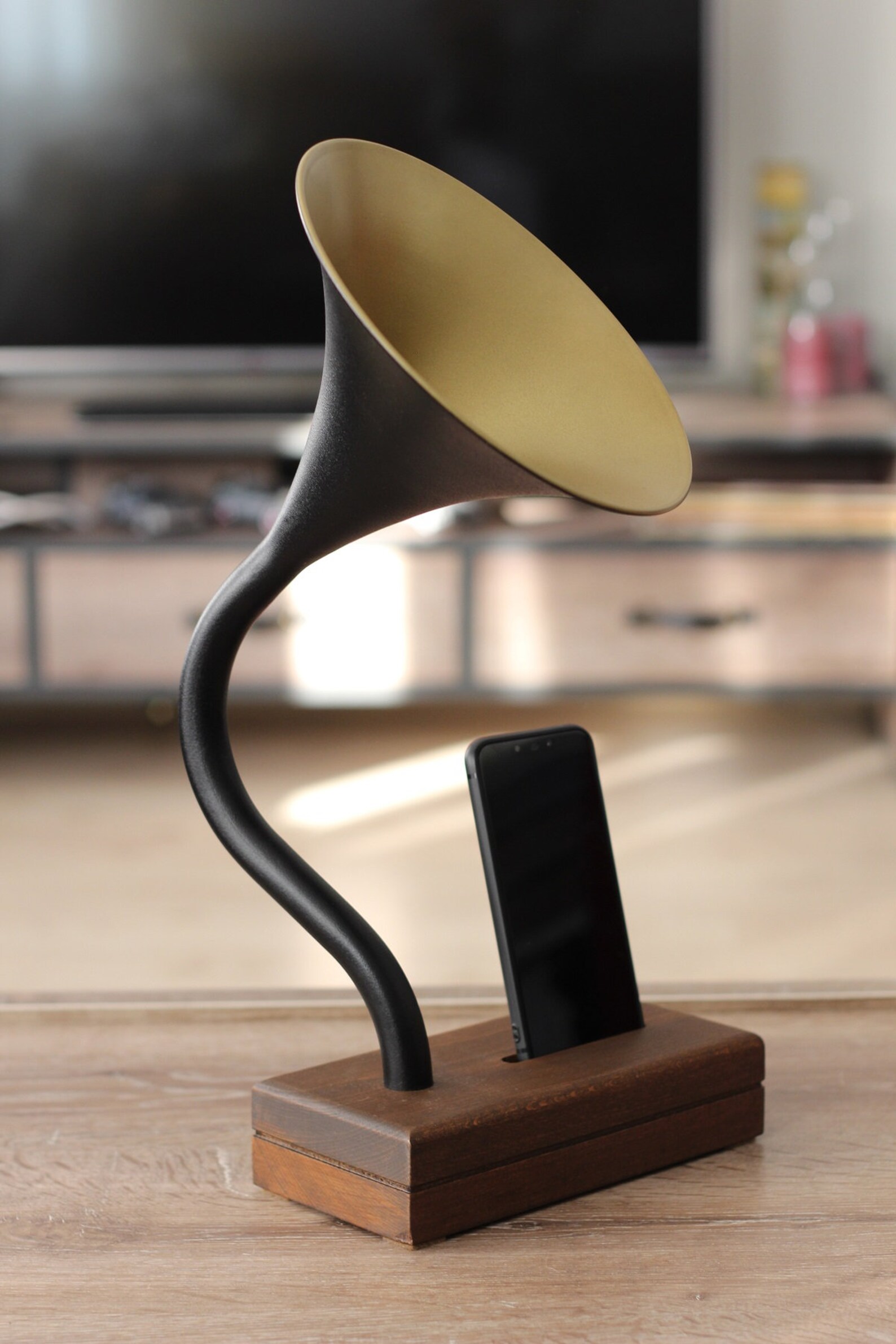 Personalized Black/gold Acoustic Iphone Gramophone - Etsy