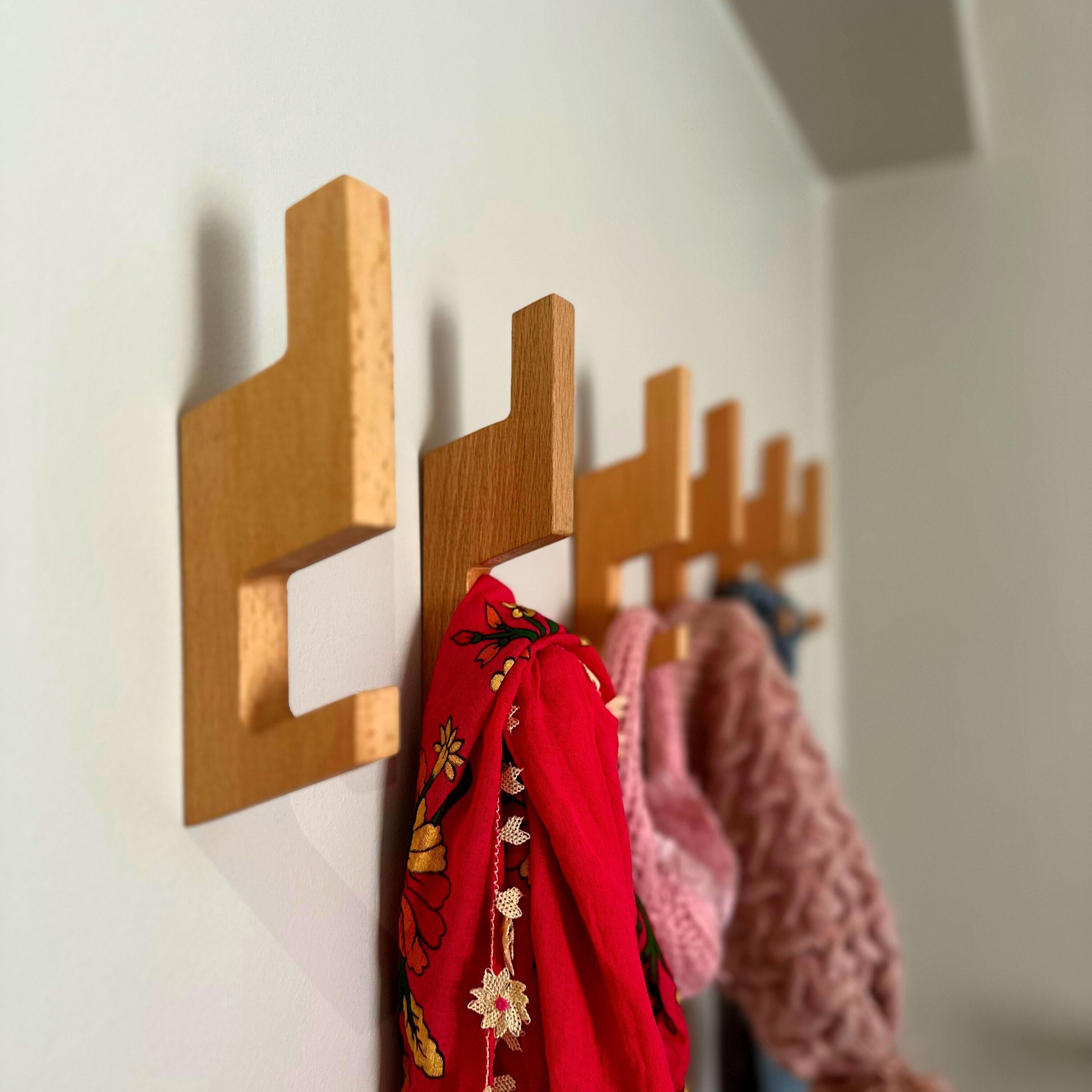 Handmade Minimalist Wall Hanger Natural Wood Necklace Rack Wall Decor ...