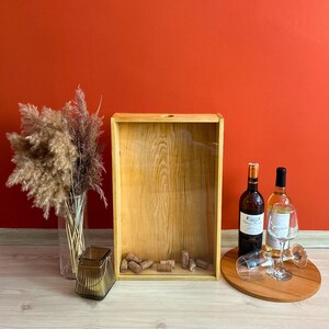 Handmade Wooden Wine Cork Collection Box Rustic Wine Stopper Storage ...